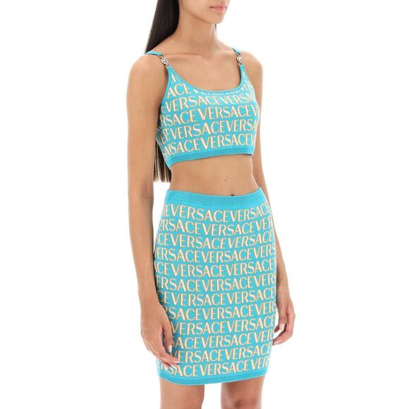 Versace | Sweaters | Versace Monogram Knit Crop Top | Poshmark